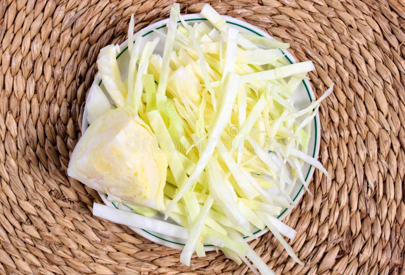 Sliced Fresh White Cabbage on a Plate Stock Photo - Image of culinary ...