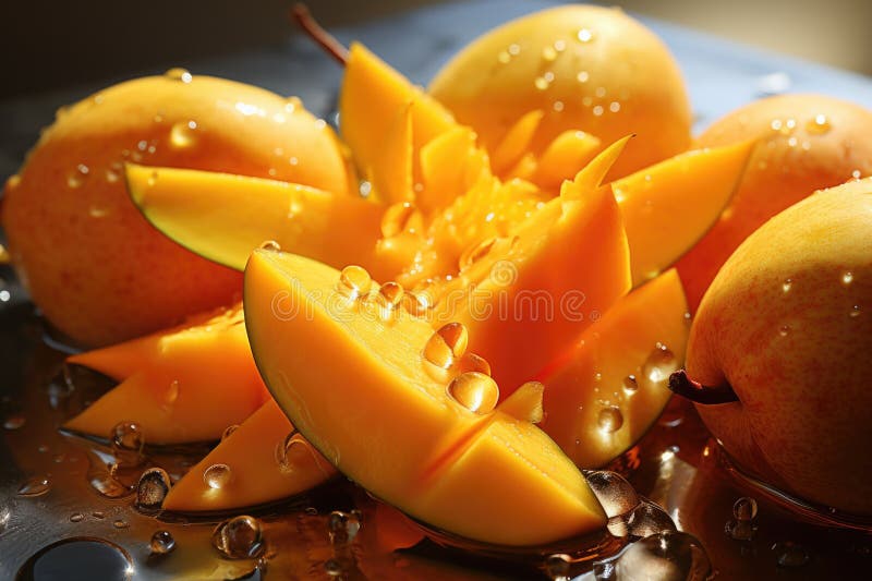 Sliced ??fruit of Isolated Mango in the White Bottom of Mango Stock ...