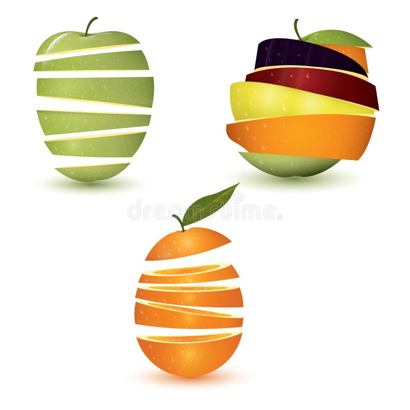 Sliced Fruit Set. Vector Illustration Decorative Design Stock Vector ...
