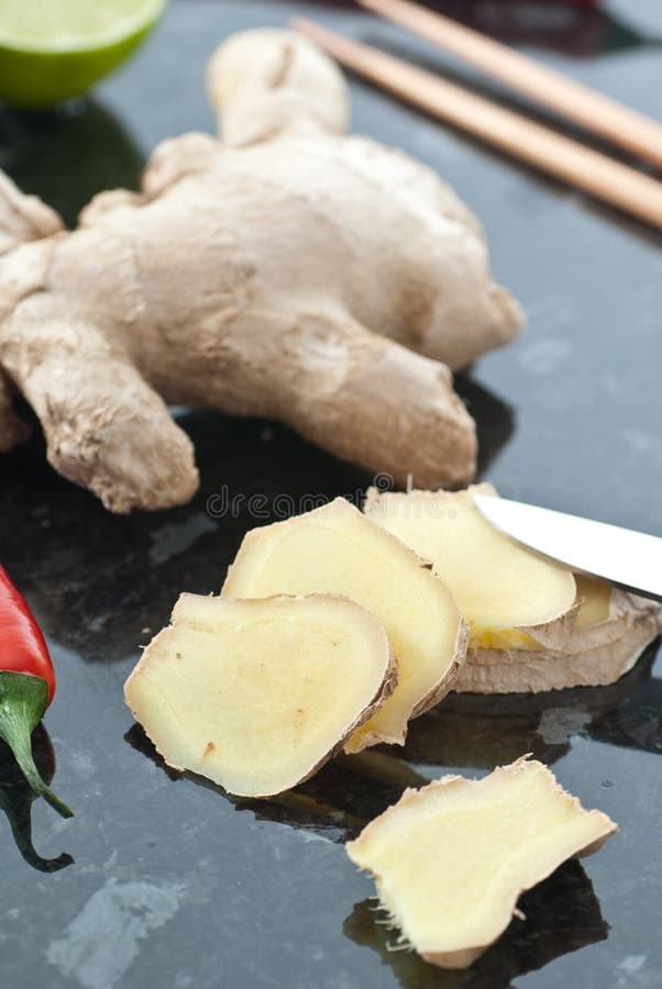 Sliced Ginger stock photo. Image of black, food, close - 24137946