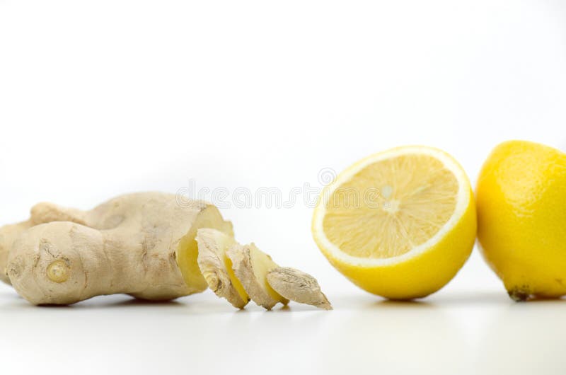 Sliced Ginger and Cutted on Half Lemon Stock Image - Image of sliced ...