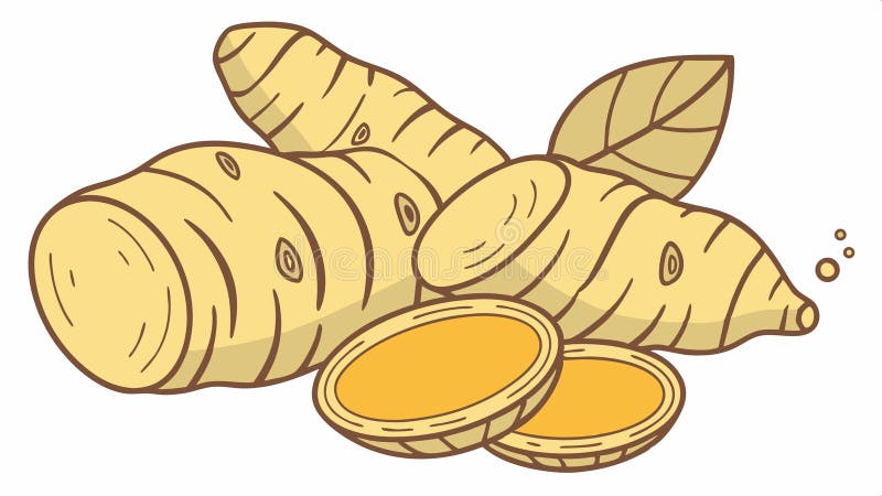 Sliced Ginger Root, Spice Ingredient, Culinary Herb Design. Vector ...