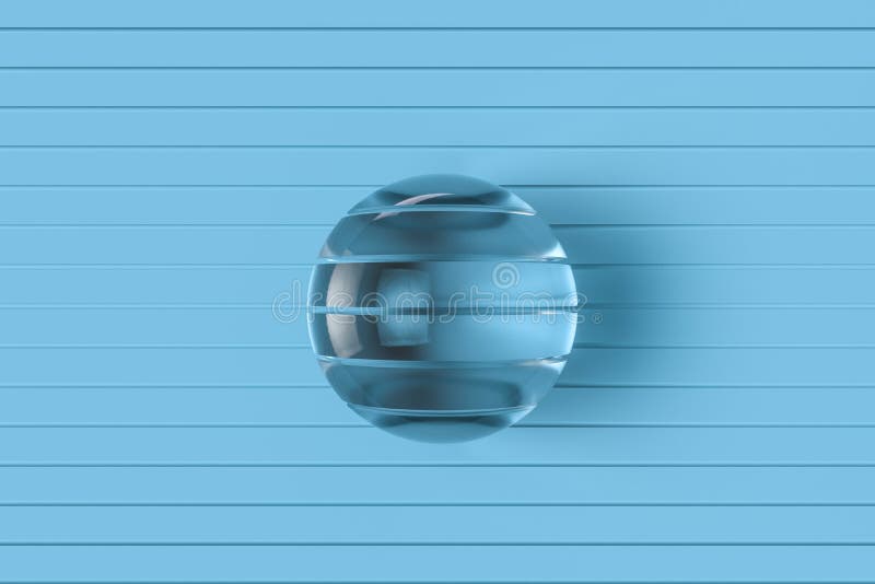 Sliced Glass Ball with Blue Background, 3d Rendering Stock Illustration ...