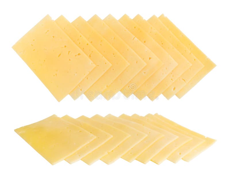 Sliced Gouda Cheese Isolated on White Background Stock Image - Image of ...