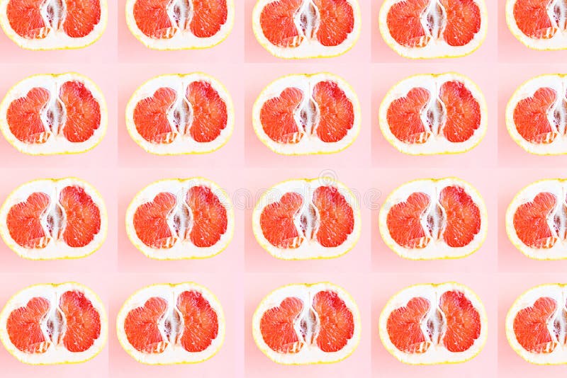 Sliced Grapefruit Pattern on Pink Background Stock Photo - Image of ...