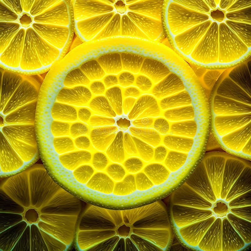Sliced Green Lemon Slice Close-up AI Illustration Stock Illustration ...