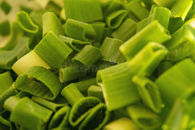 Sliced Green Onions, the Texture of the Surface. Close Up Stock Image ...