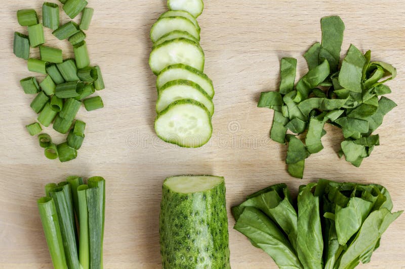 Sliced Green Vegetables on a Cutting Board. Stock Image - Image of ...