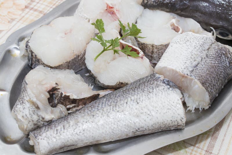 Sliced hake fish stock photo. Image of dieting, dinner - 116008890