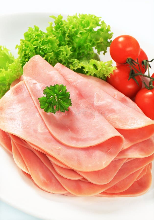 Sliced ham stock photo. Image of close, delicatessen - 18992970