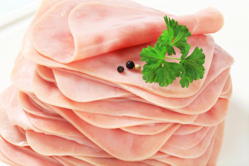 Sliced ham stock image. Image of studio, cold, plastic - 54775725