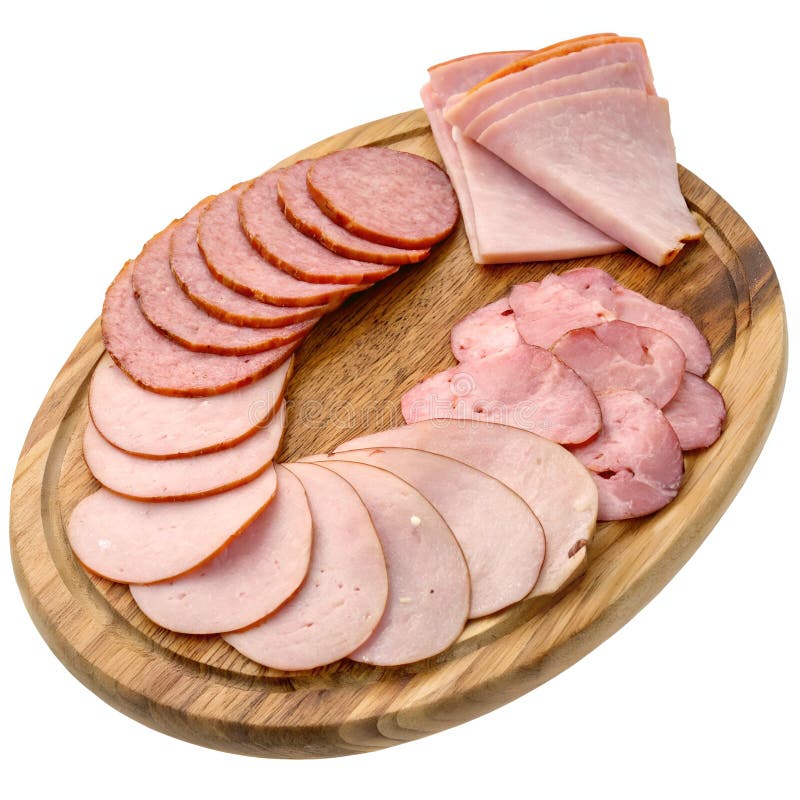 Sliced Ham or Ham Sausage on Rustic Wooden Board Stock Illustration ...