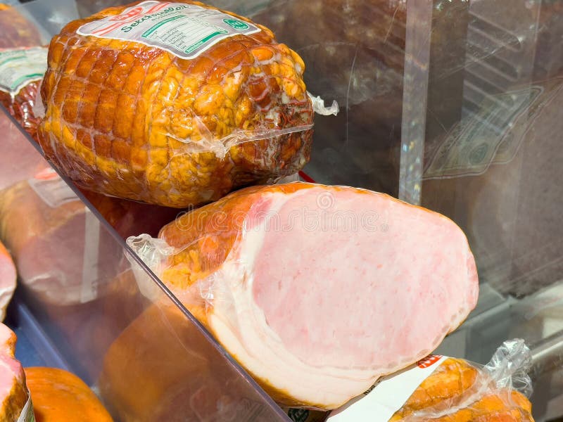 Sliced Ham and Whole Ham in Deli Display Editorial Stock Image - Image ...