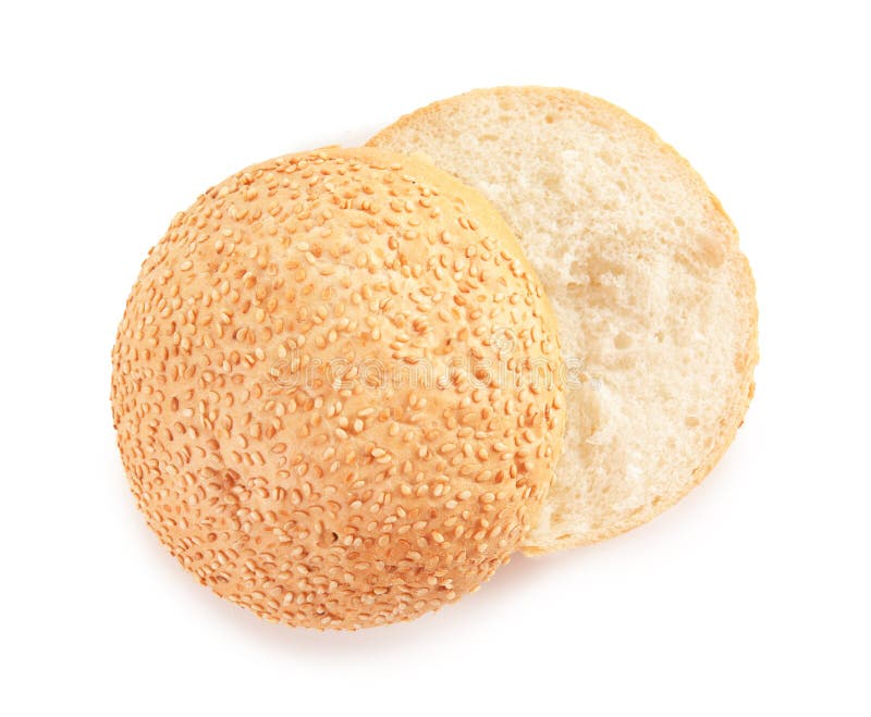 Sliced Hamburger Bun on White, Top View. Bread Product Stock Photo ...