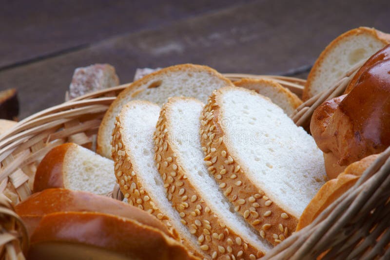 Sliced Handmade Bread in a Basket Stock Image - Image of grain, market ...