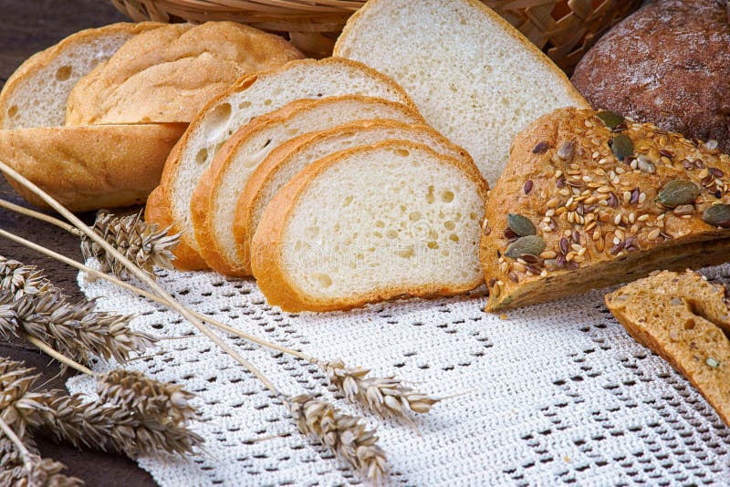 Sliced Handmade White Bread on a Tablecloth Stock Image - Image of ...