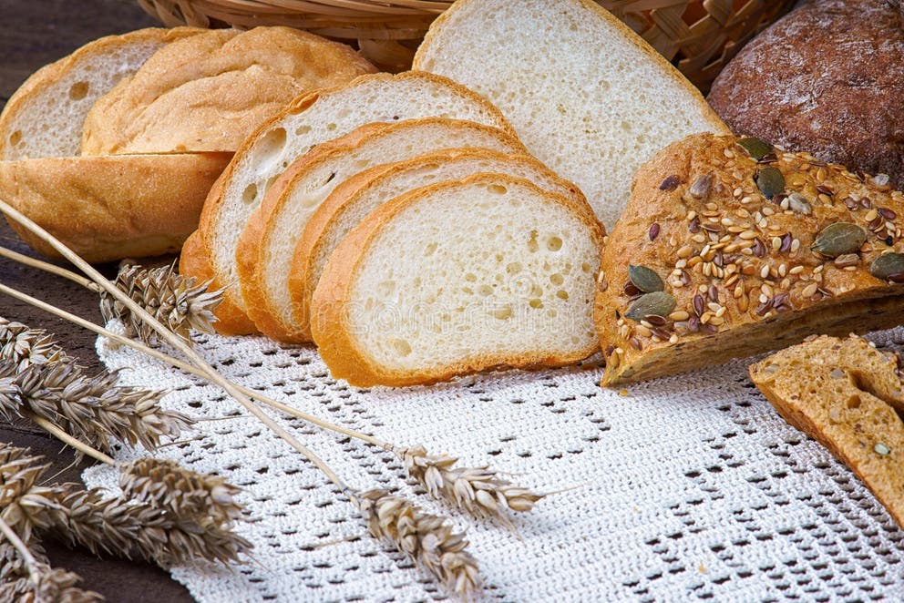 Sliced Handmade White Bread on a Tablecloth Stock Image - Image of ...
