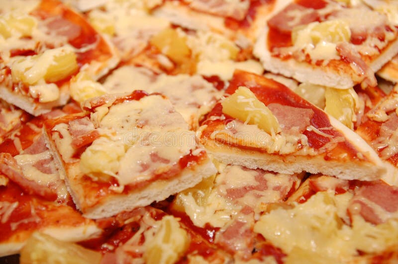 Sliced Hawaiian Pizza with Cheese and Toppings Stock Photo - Image of ...