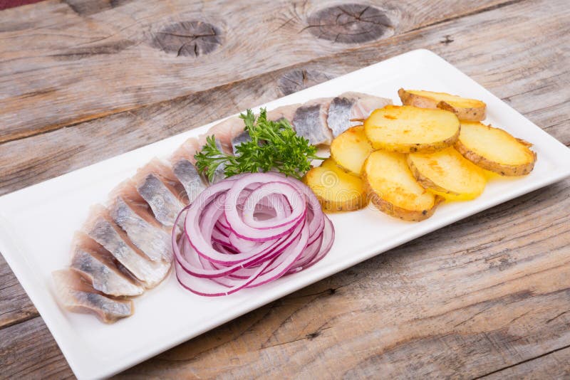 Sliced Herring with Potatoes Stock Image - Image of garnish, snack ...