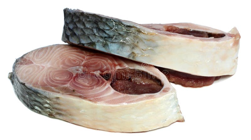 Sliced Hilsa Fish Pieces with Egg Over White Background Stock Photo ...