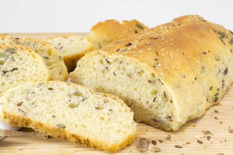 Sliced Homemade Bread with Seeds on the Table Stock Image - Image of ...