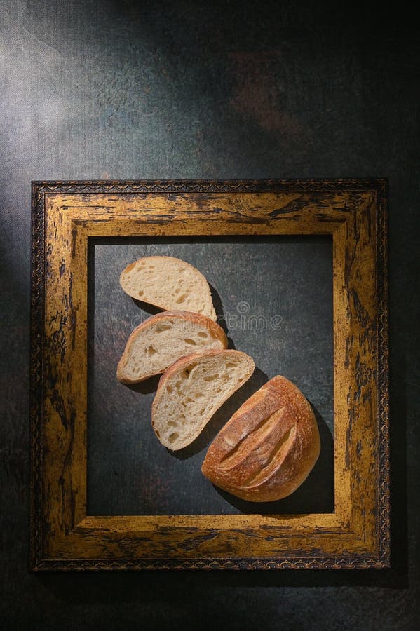 Sliced Homemade Sourdough Rye Bread Inside of Classic Frame Stock Image ...