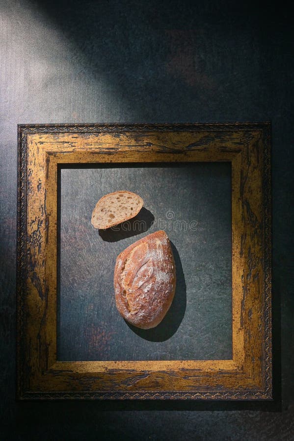 Sliced Homemade Sourdough Rye Bread Inside of Classic Frame Stock Photo ...