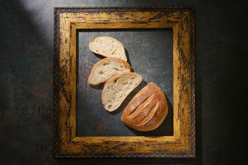 Sliced Homemade Sourdough Rye Bread Inside of Classic Frame Stock Image ...