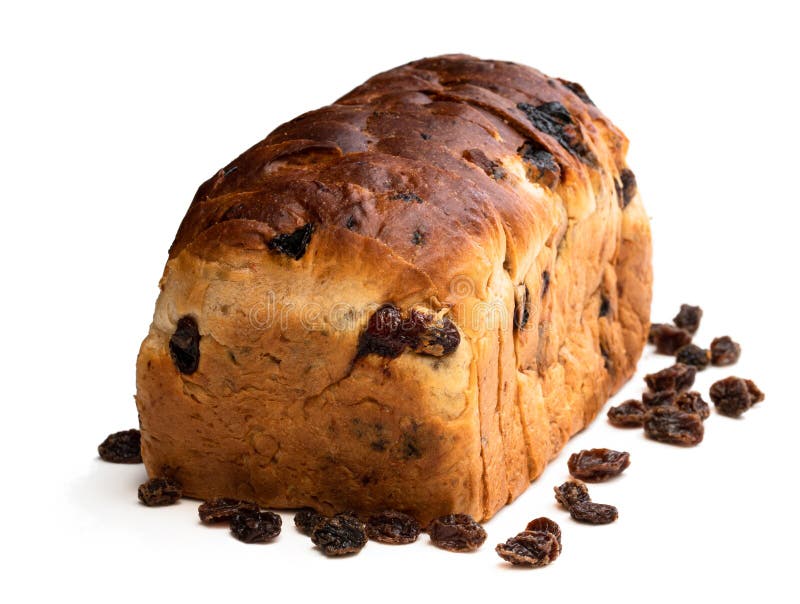 Sliced Irish Fruit Loaf with Sultanas and Cherries Isolated on White ...