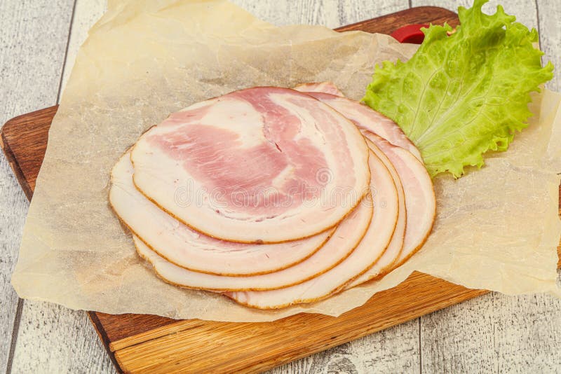 Sliced Pancetta Sausage Over Board Stock Image - Image of belly ...