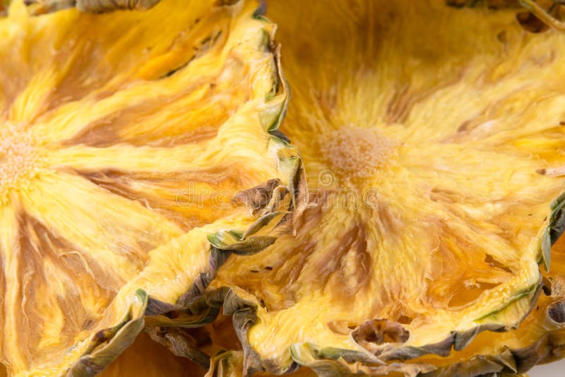 Sliced Large Round Pieces of Dried Pineapple, Close-up, Background ...
