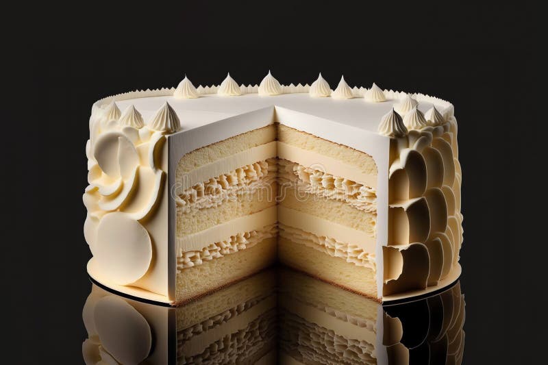 Sliced Layered White Cake White Cream. Cake Drawing. Generative AI ...