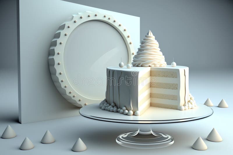 Sliced Layered White Cake White Cream. Cake Drawing. Generative AI ...