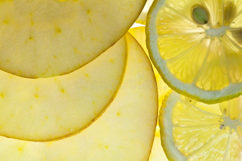 Sliced Lemon and Apple Isolated on White Stock Image - Image of color ...
