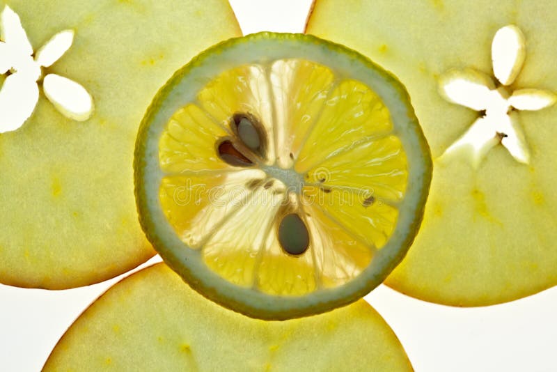 Sliced Lemon and Apple Isolated on White Stock Photo - Image of citrus ...