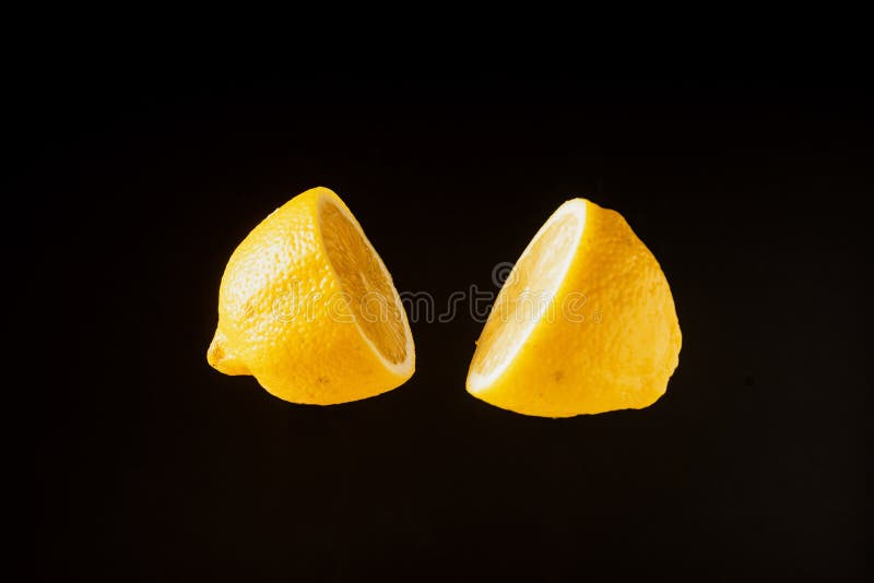 Sliced lemon floating stock image. Image of levity, citrus - 187470041