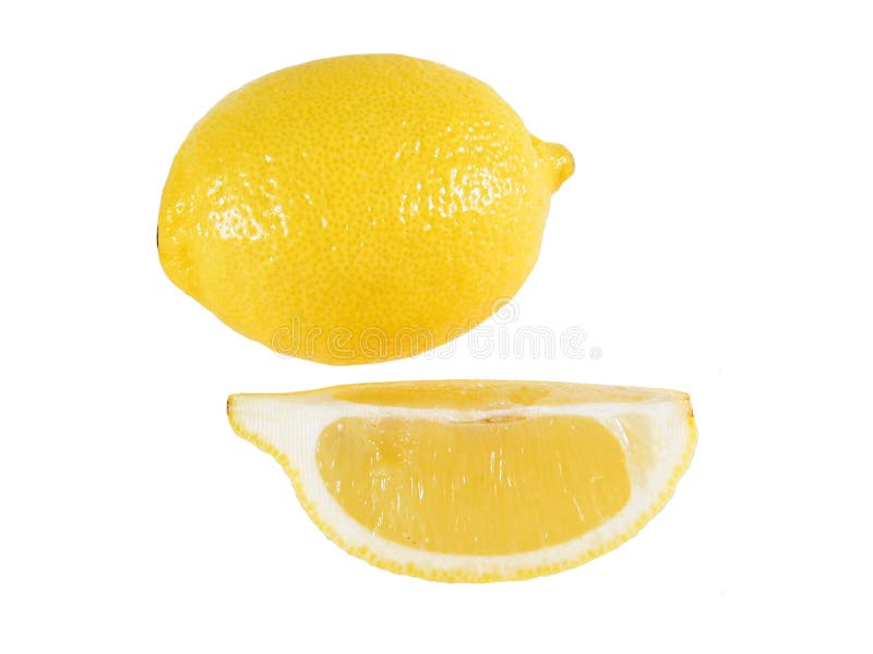 Sliced Lemon and Whole Lemon Isolated. Stock Image - Image of food ...