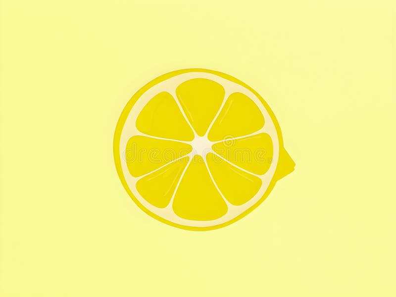 Sliced Lemon on a Yellow Background Minimal Style Stock Illustration ...