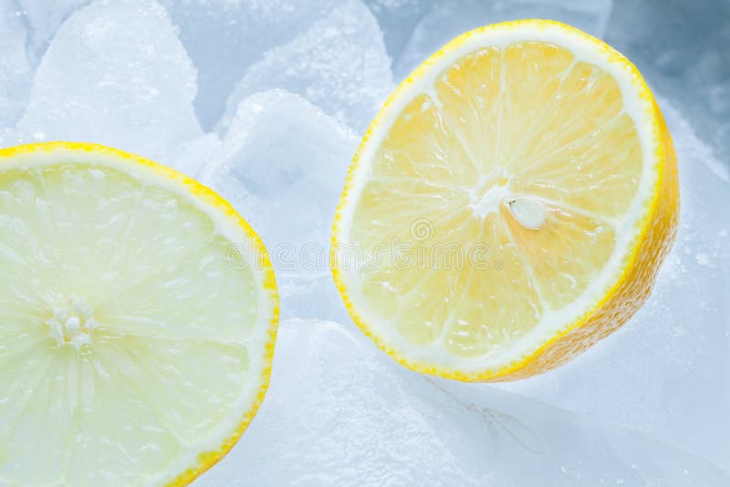 Sliced lemons and ice stock photo. Image of tropical - 74685544