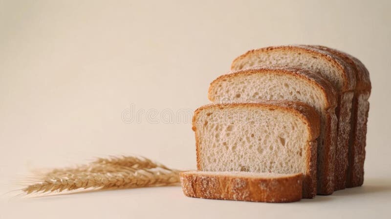 Sliced Loaf Display with Wheat Stalk and Minimalist Concept Theme Stock ...