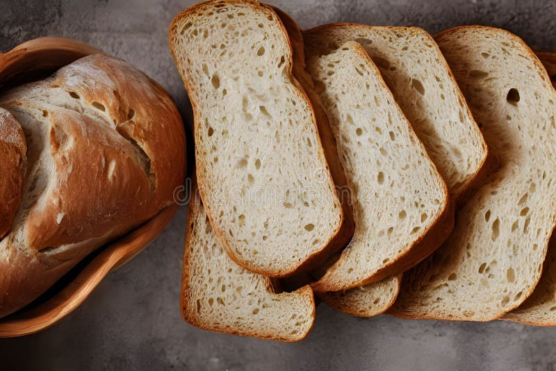 Sliced Loaf of Gold Rustic Crusty Bread on a Light Background Stock ...