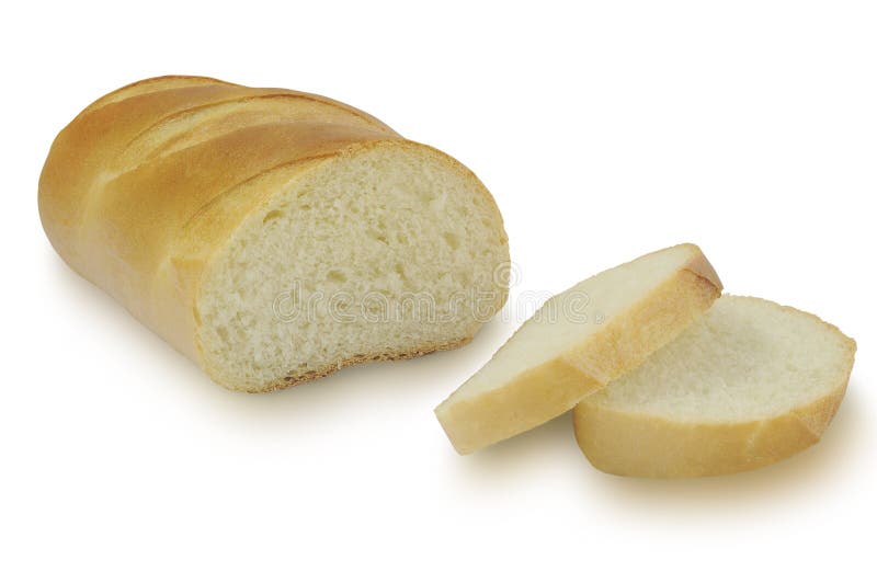 Sliced Long Loaf of Bread Isolated on White Background Stock Image ...