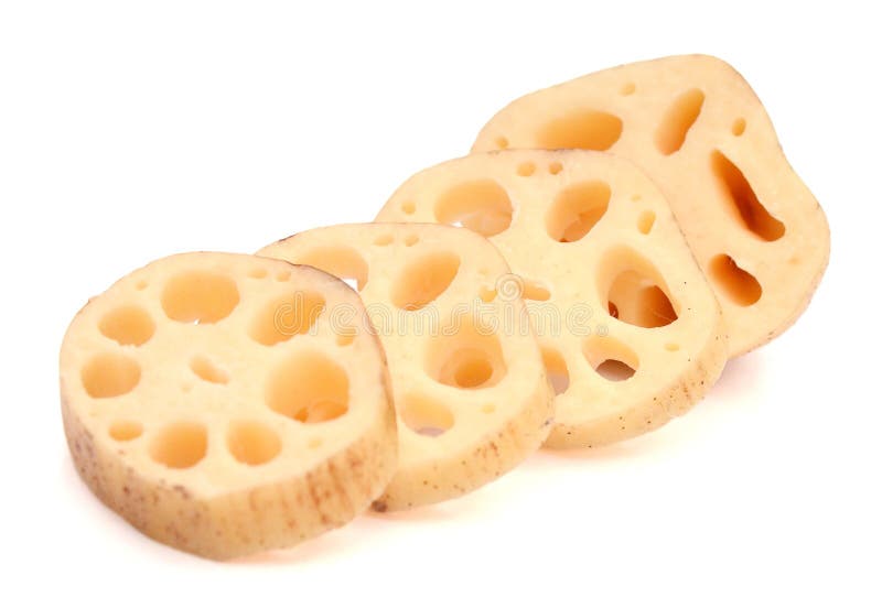 Sliced Lotus Root Isolated on the White Stock Image - Image of ...