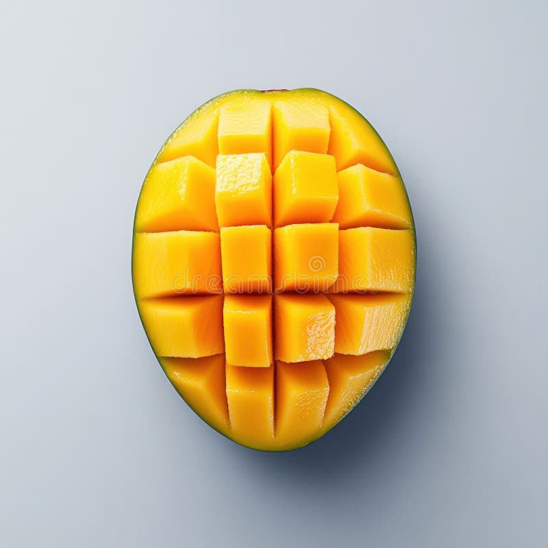 Sliced Mango Cubes on Light Background Stock Illustration ...