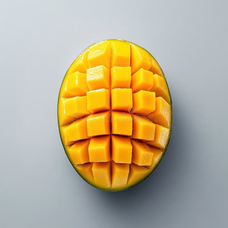 Sliced Mango Cubes on Light Background Stock Illustration ...