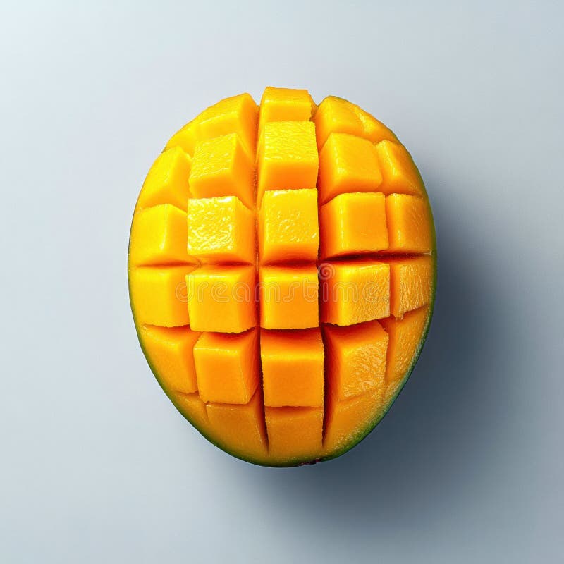 Sliced Mango Cubes on Light Background Stock Illustration ...