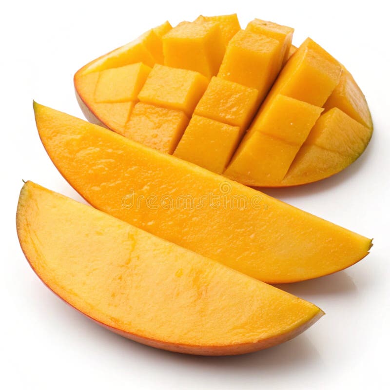 Sliced Mango Fruit Isolated on White Background Stock Illustration ...
