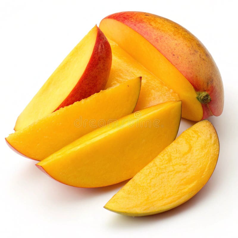 Sliced Mango Fruit Isolated on White Background Stock Illustration ...