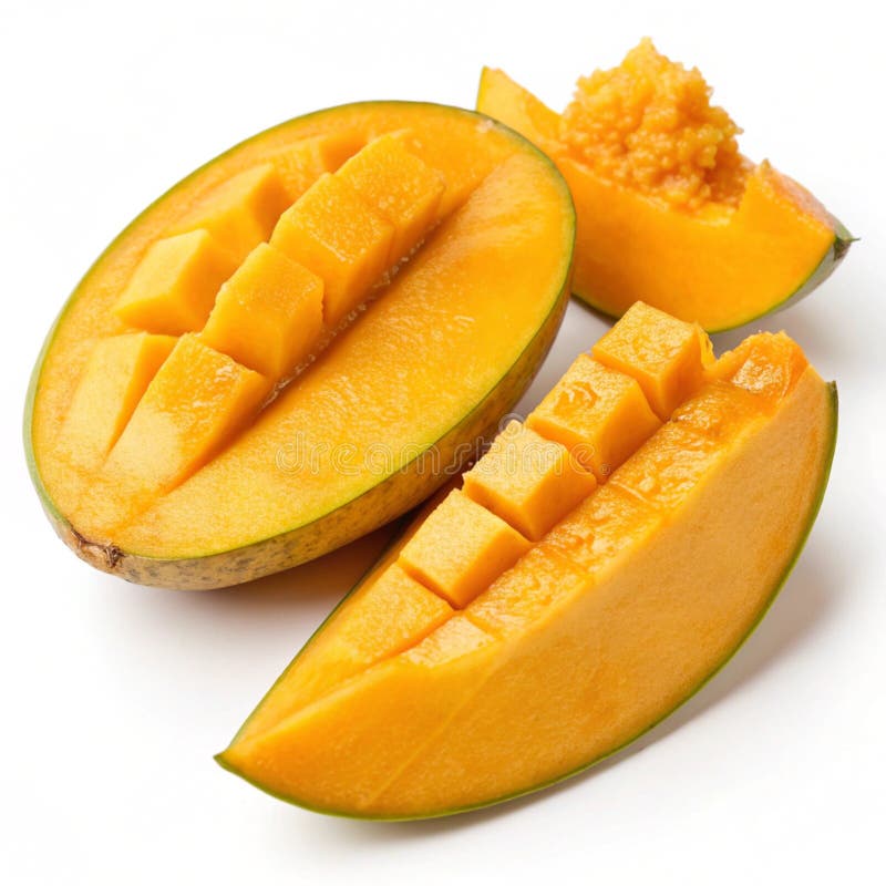 Sliced Mango Fruit Isolated on White Background Stock Illustration ...