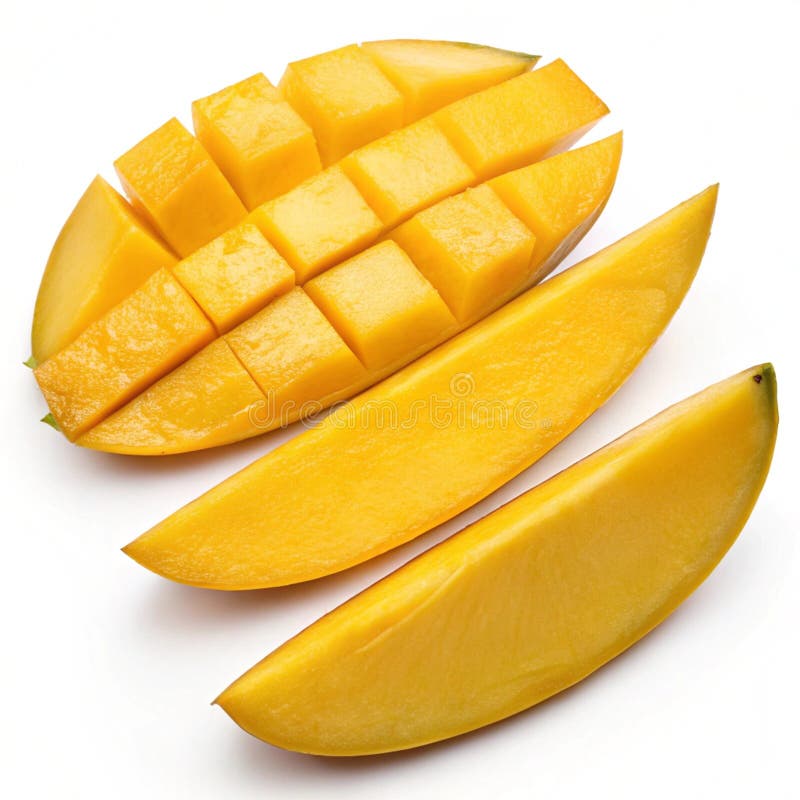 Sliced Mango Fruit Isolated on White Background Stock Illustration ...